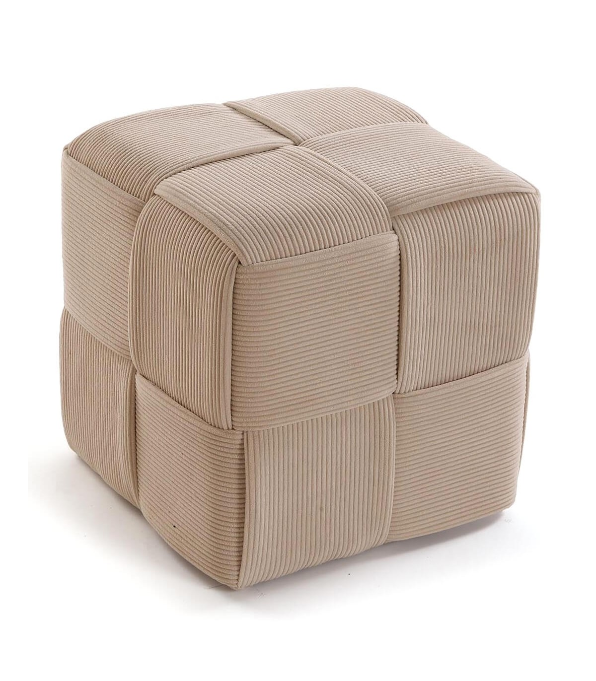 Puf tapizado en pana marrón estilo chic